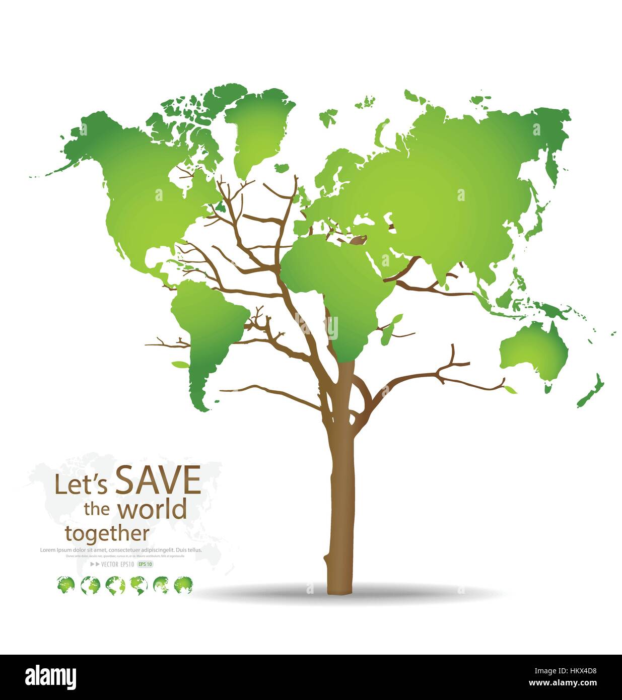 Tree shaped world map. Vector illustration Stock Vector Image & Art - Alamy