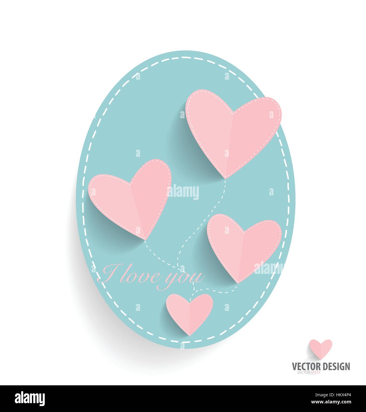 Cute note paper with hearts. Vector illustration Stock Vector Image ...