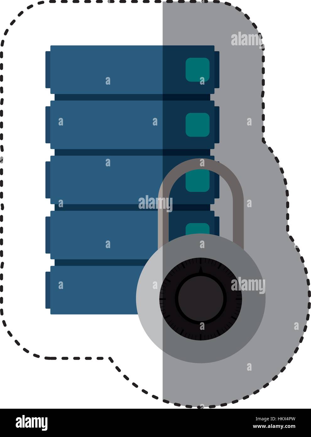 sticker with blue filing cabinet and padlock vector illustration Stock ...