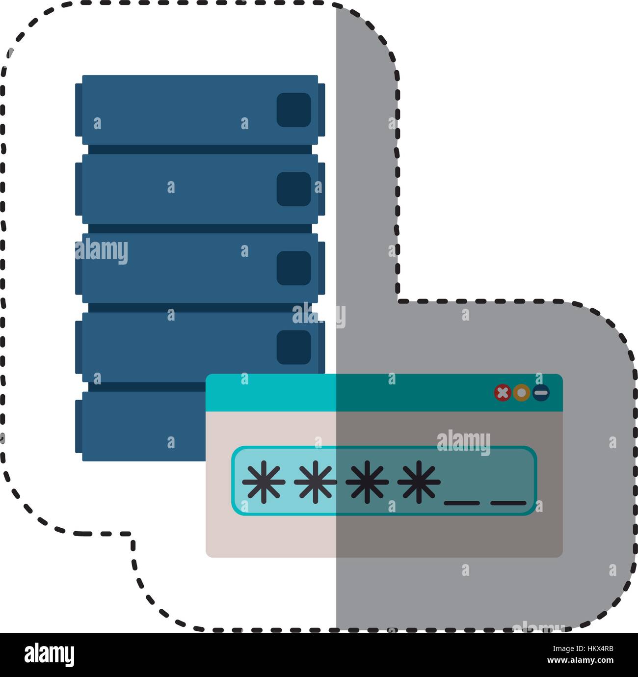 Sticker Password Text Box With Blue Filing Cabinet Vector Illustration