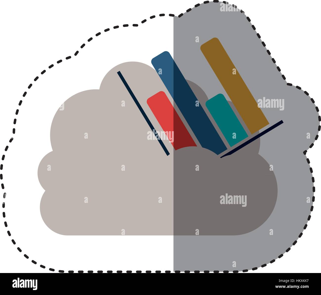 sticker column chart in multiple colors into the cumulus cloud . Vector ...