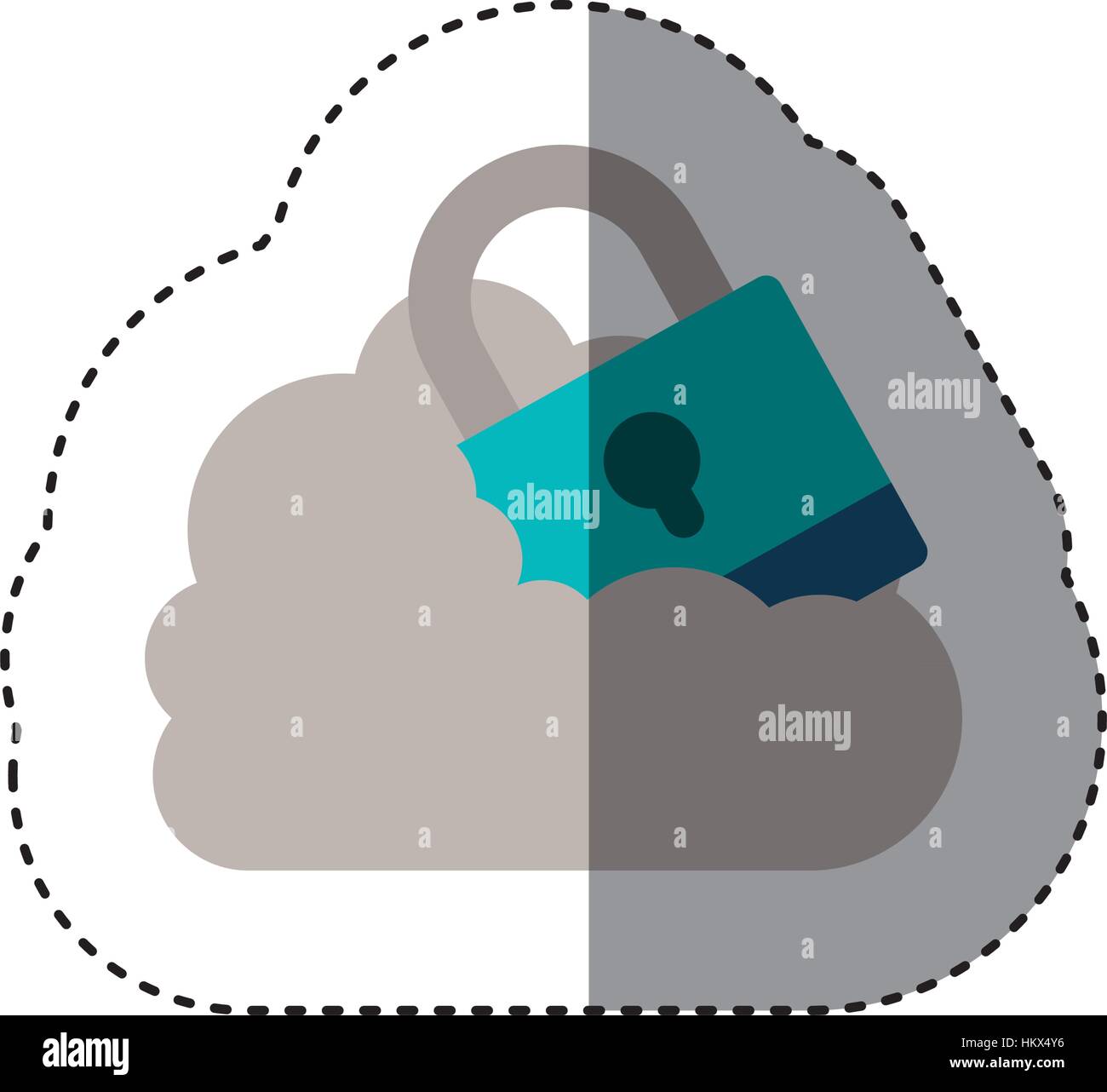 sticker padlock with shackle into the cloud . Vector illustration Stock ...