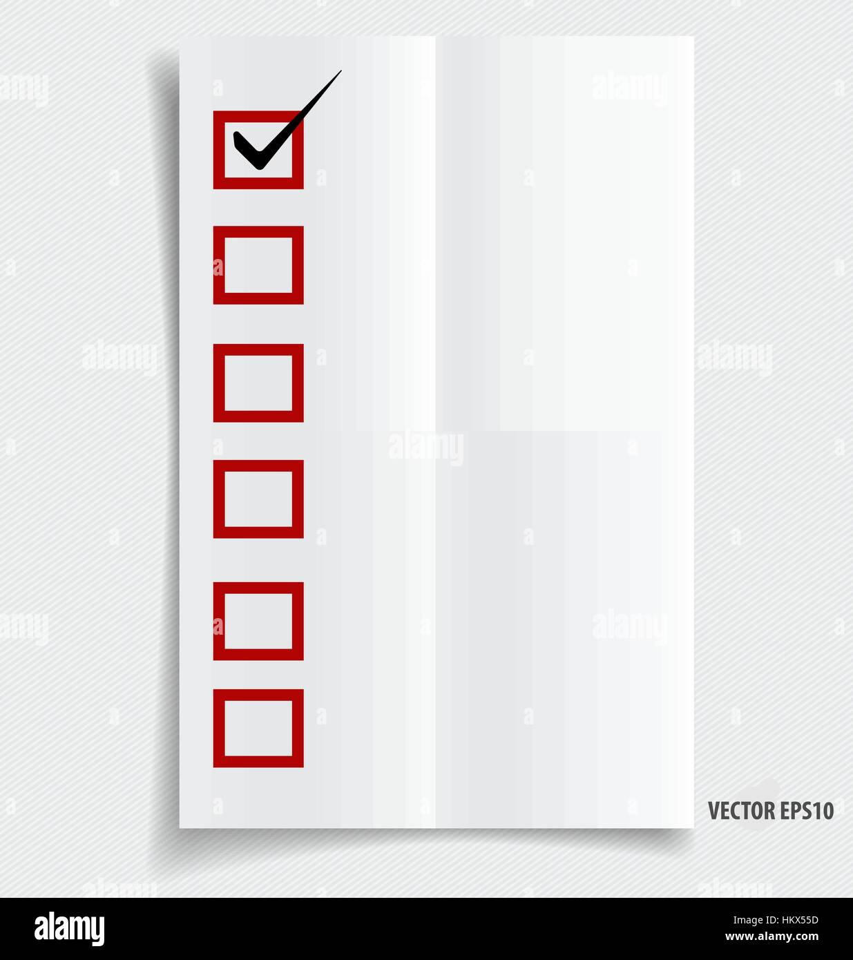 A checklist with black marker and red checked boxes on note paper. Vector illustration Stock ...