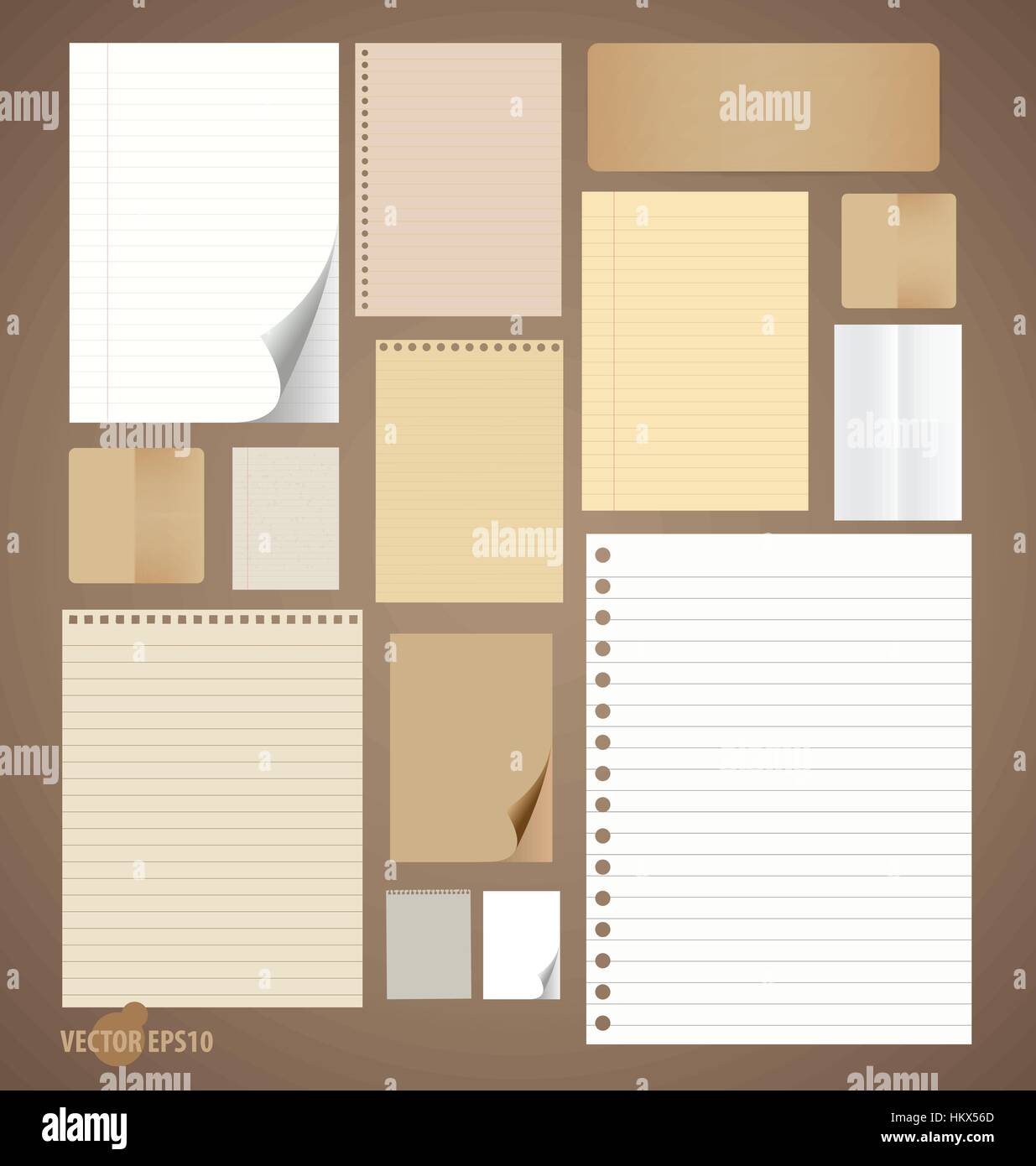 Collection of various vintage paper designs (paper sheets, lined paper ...