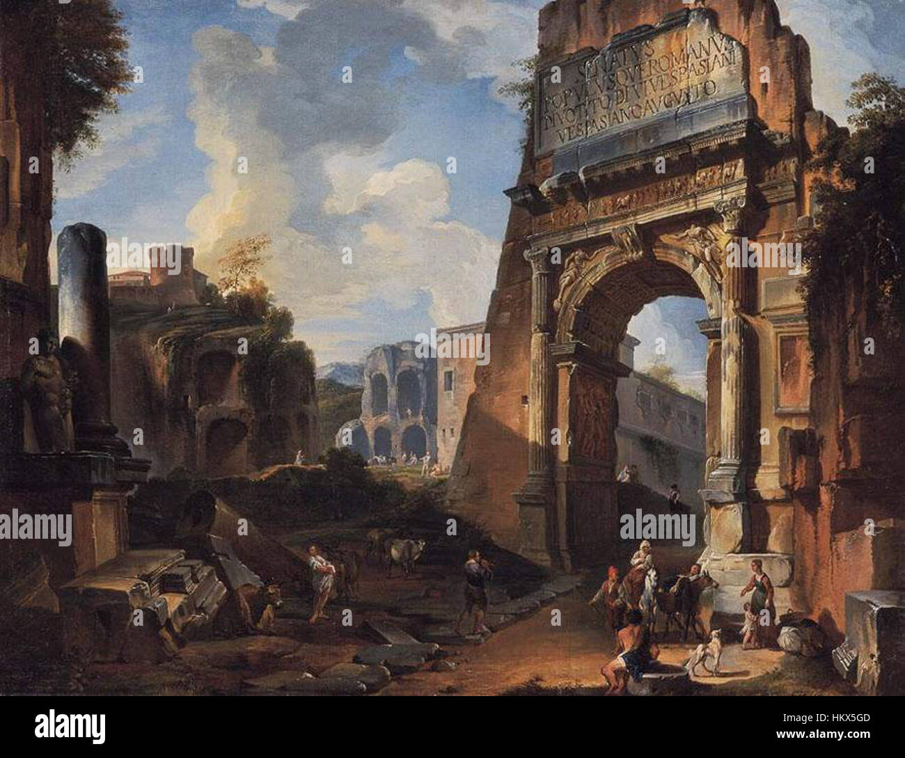 A painting by Giovanni Paolo Pannini titled 'Ideal Landscape with the ...