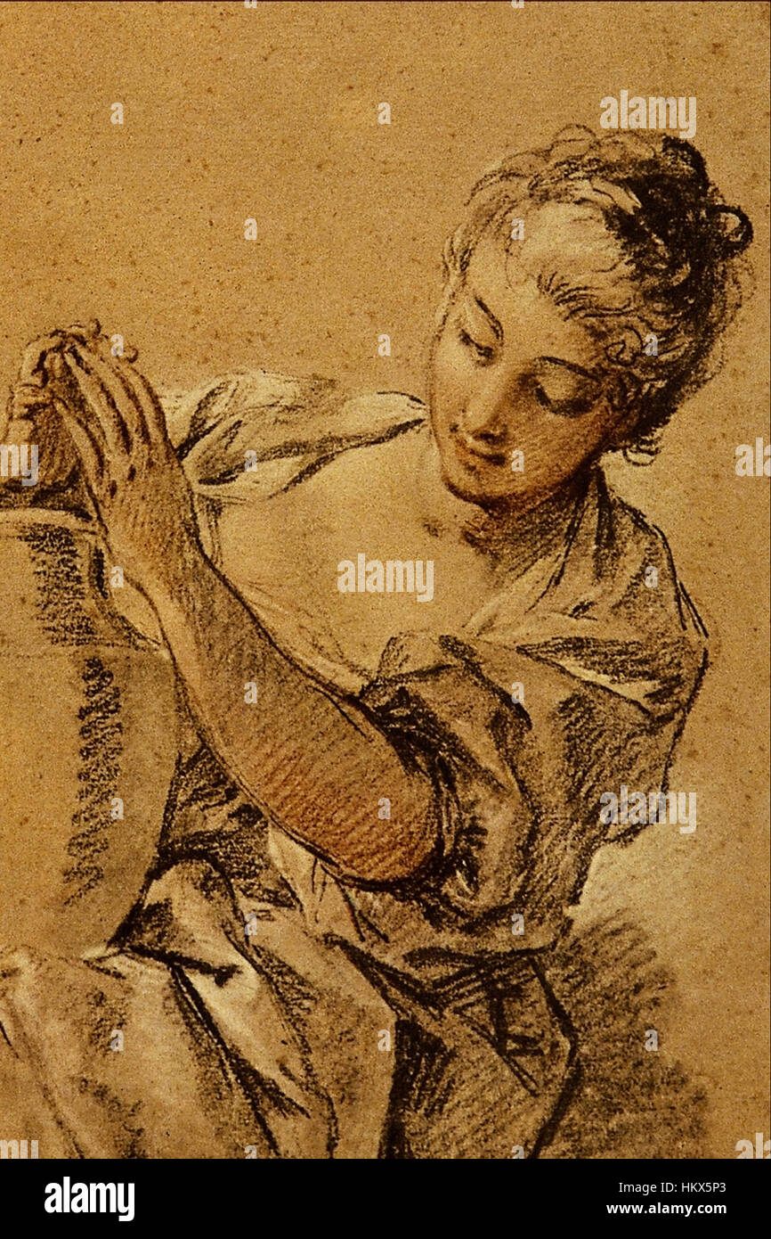 Girl with a Jug - Francois Boucher Stock Photo - Alamy