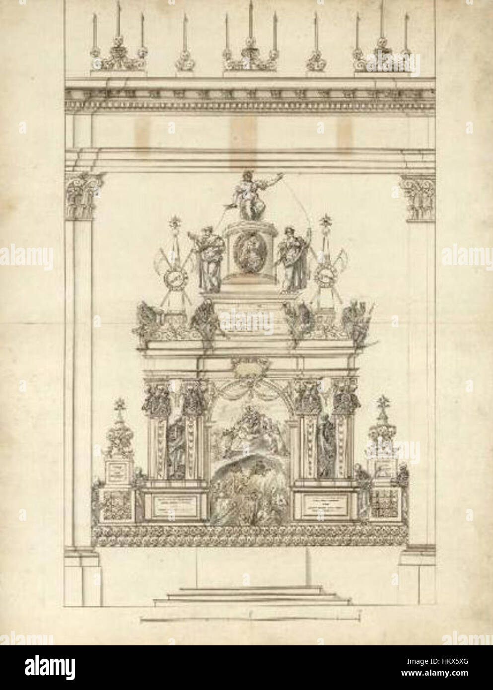 The 'Castrum Doloris' by Gisleni is a historical painting depicting a ...