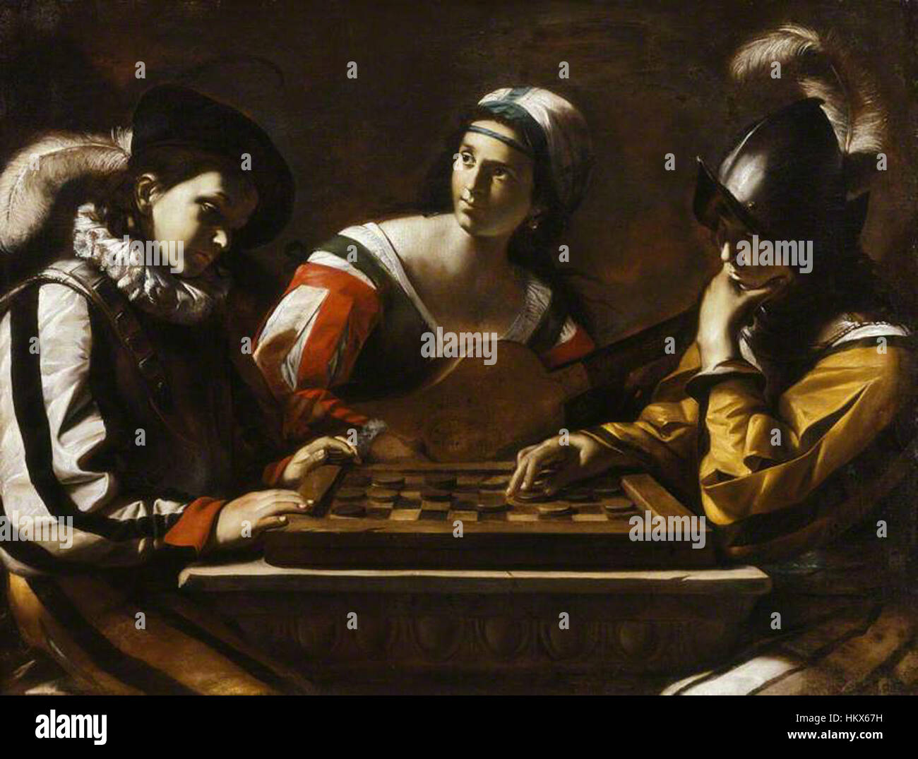 'Giuoco della dama' by M. Preti is an oil painting depicting a scene of ...