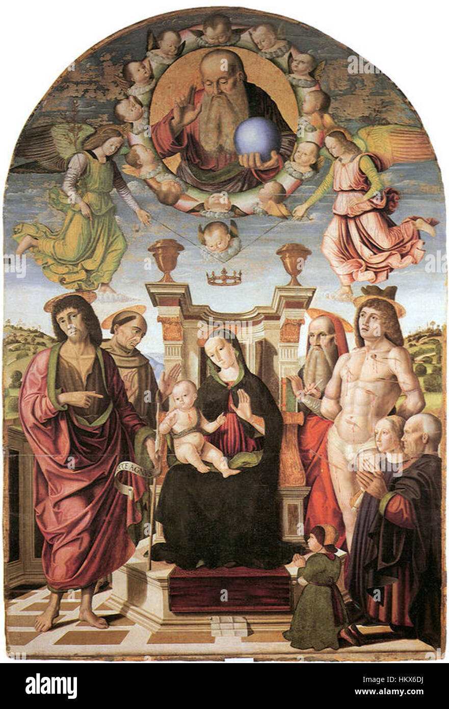 The painting 'G Santi Pala Bufi GN Marche Urbino' depicts a historical ...