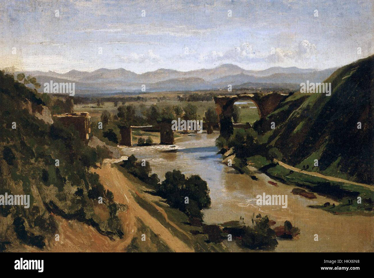 Jean-Baptiste-Camille Corot’s painting 'The Bridge of Narni' depicts ...