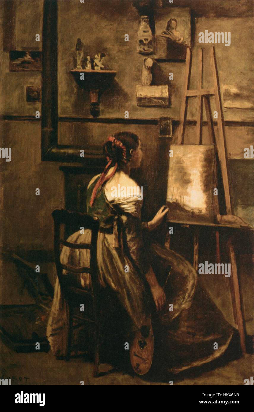 'Corot's Studio' by Jean-Baptiste-Camille Corot offers a glimpse into ...