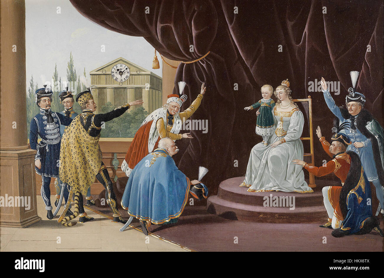 'Bilderuhr Der Thronfolger' is an antique clock painting depicting the ...