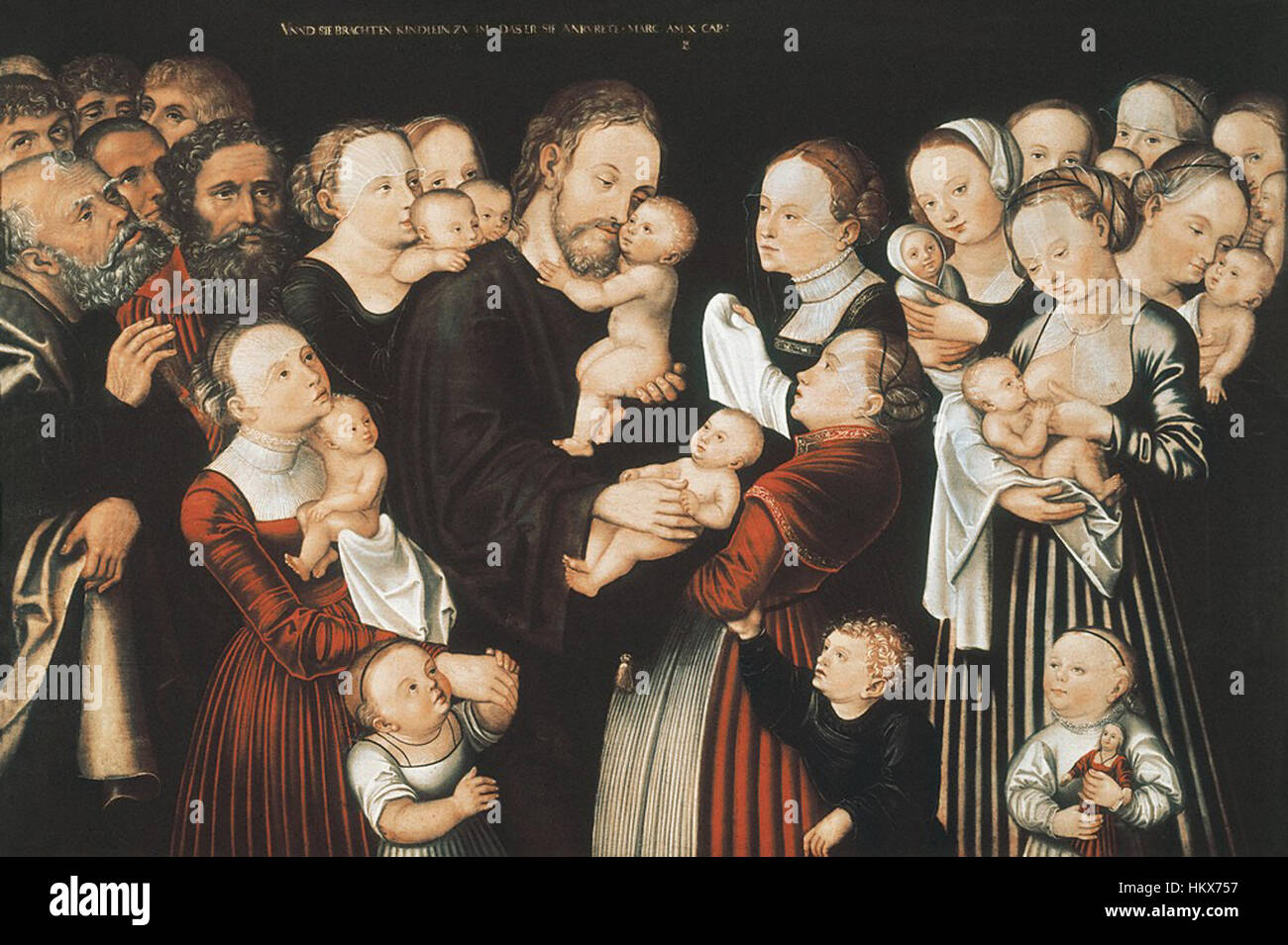 Lucas Cranach the Elder's oil painting, 'Christ Blessing the Children ...