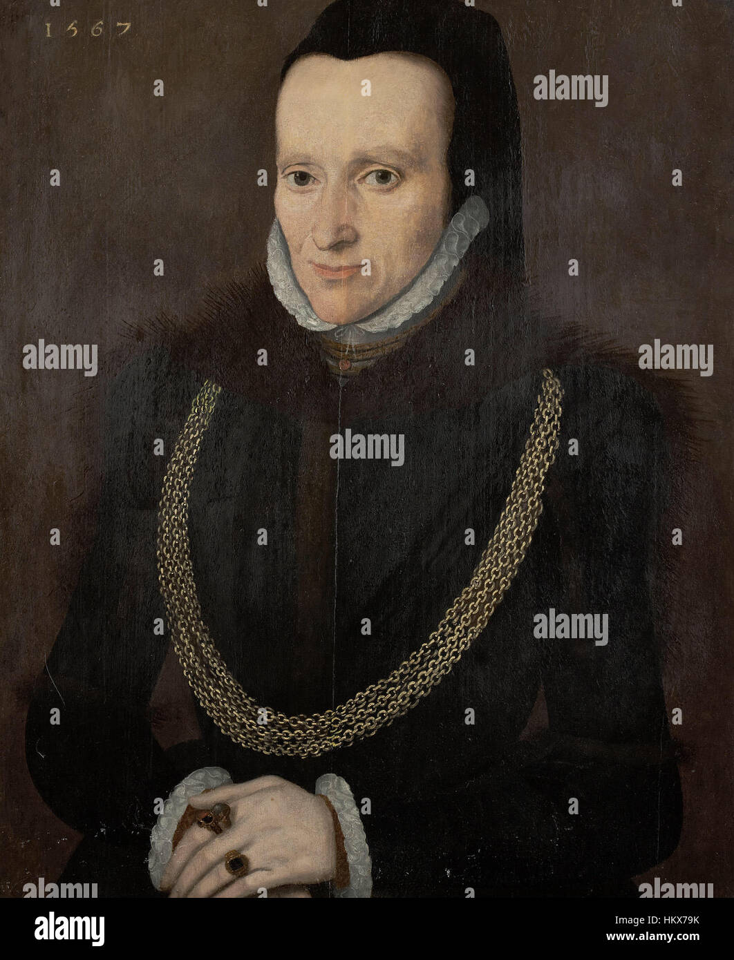 This portrait of Mrs. Brooke from 1567 presents the woman in an elegant ...