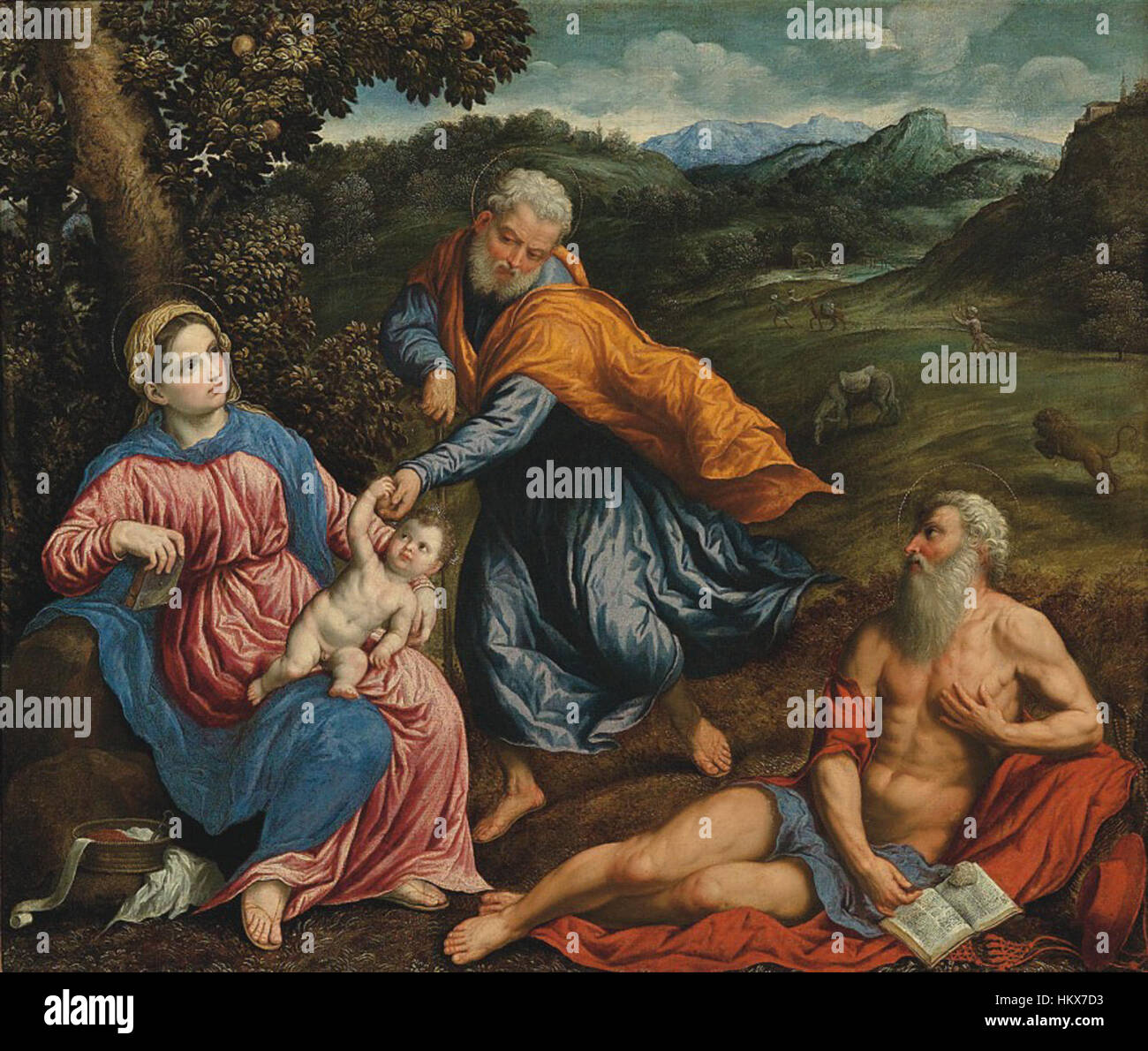 Paris Bordone's 'Sacra Famiglia' (Holy Family) is an exquisite example ...