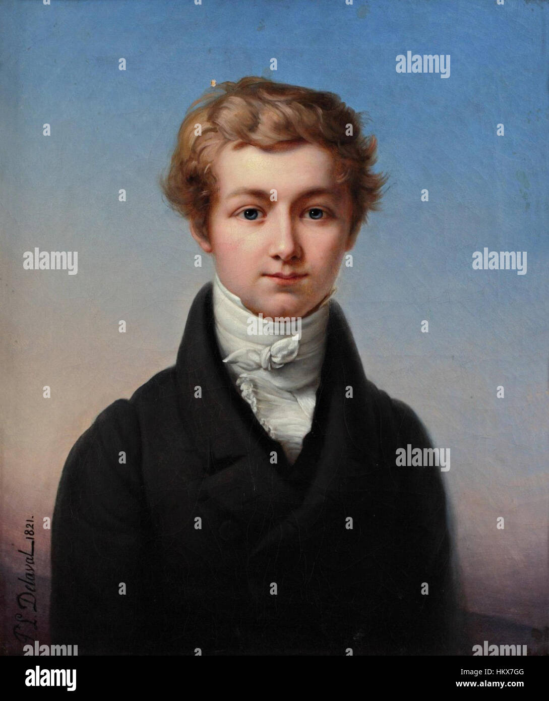Pierre-Louis Delaval - Portrait de jeune homme (1821 Stock Photo - Alamy