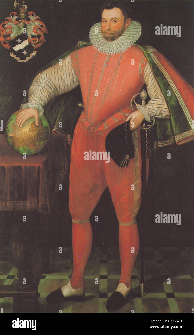 This historical image of Sir Francis Drake, post-1580, represents the ...