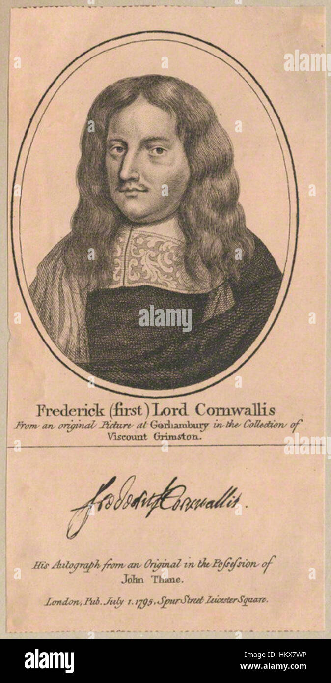 This portrait of Sir Frederick Cornwallis, 1st Baron Cornwallis of Eye ...