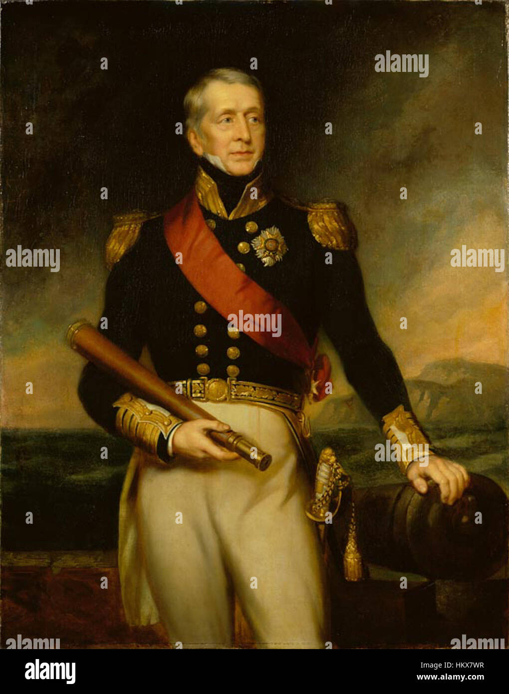 A historical portrait of Sir George Cockburn, a prominent British naval ...