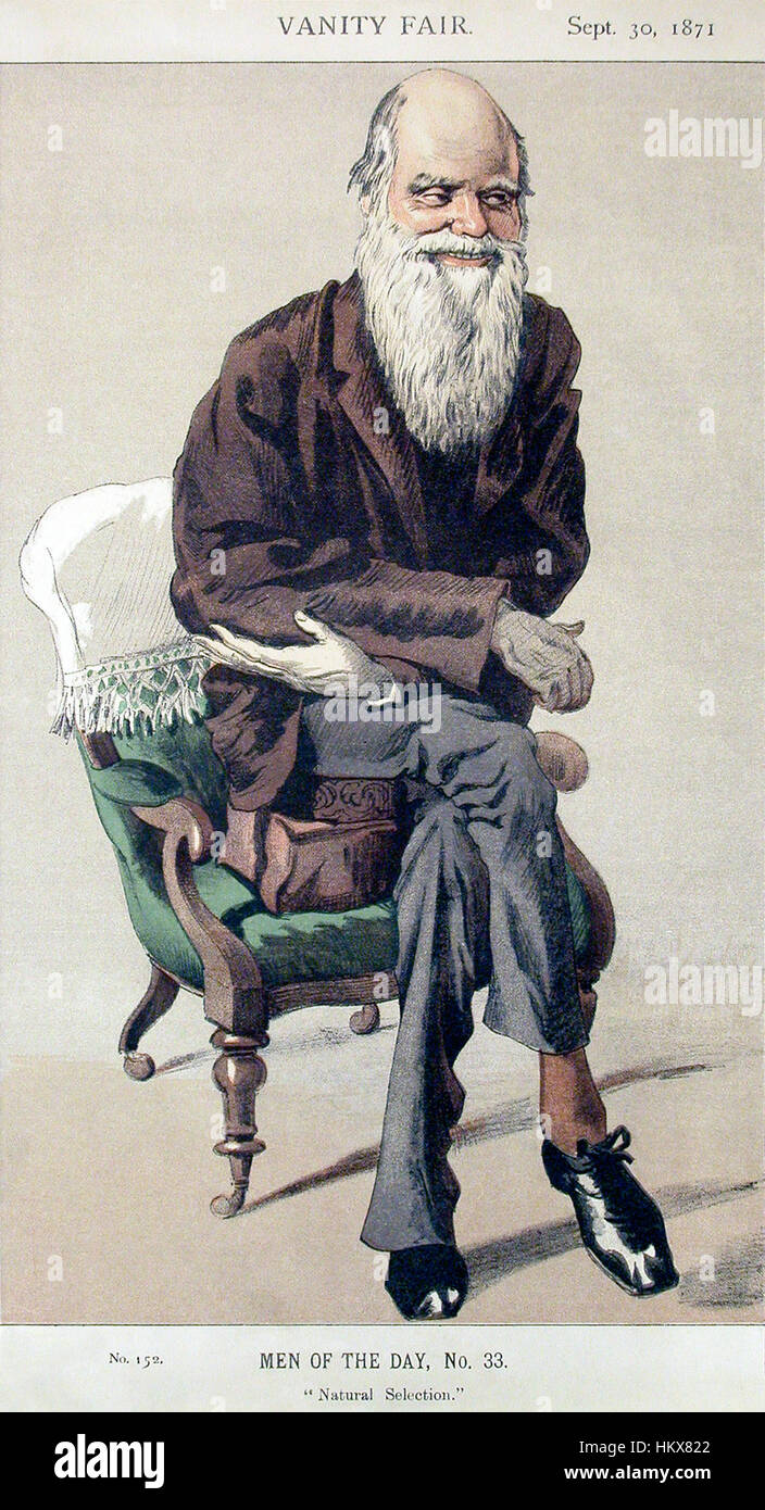 This illustration from Vanity Fair features Charles Darwin, a key ...
