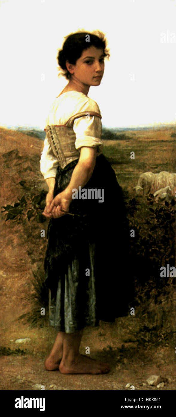 *The Young Shepherdess* (1895) by *William-Adolphe Bouguereau* is a ...