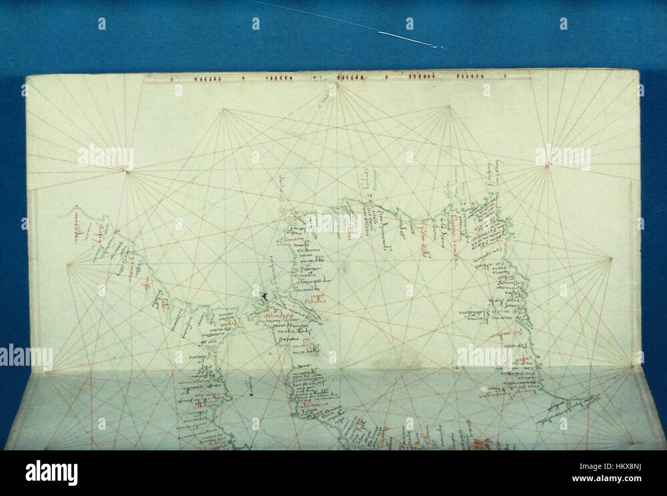 A historical portolan map from the Bodleian Libraries showing the ...