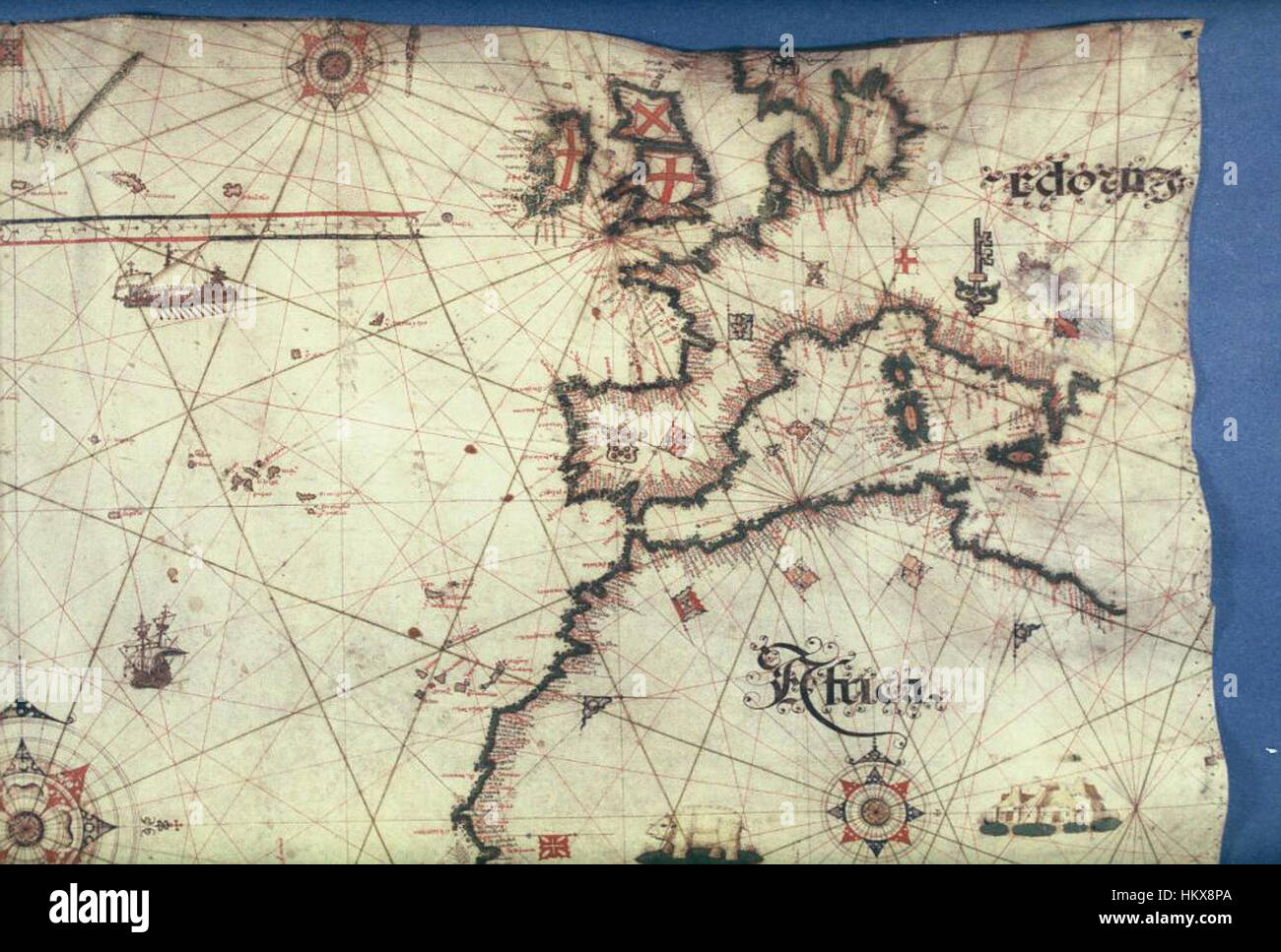 Bodleian Libraries, Portuguese portolan of the Atlantic 13 Stock Photo ...