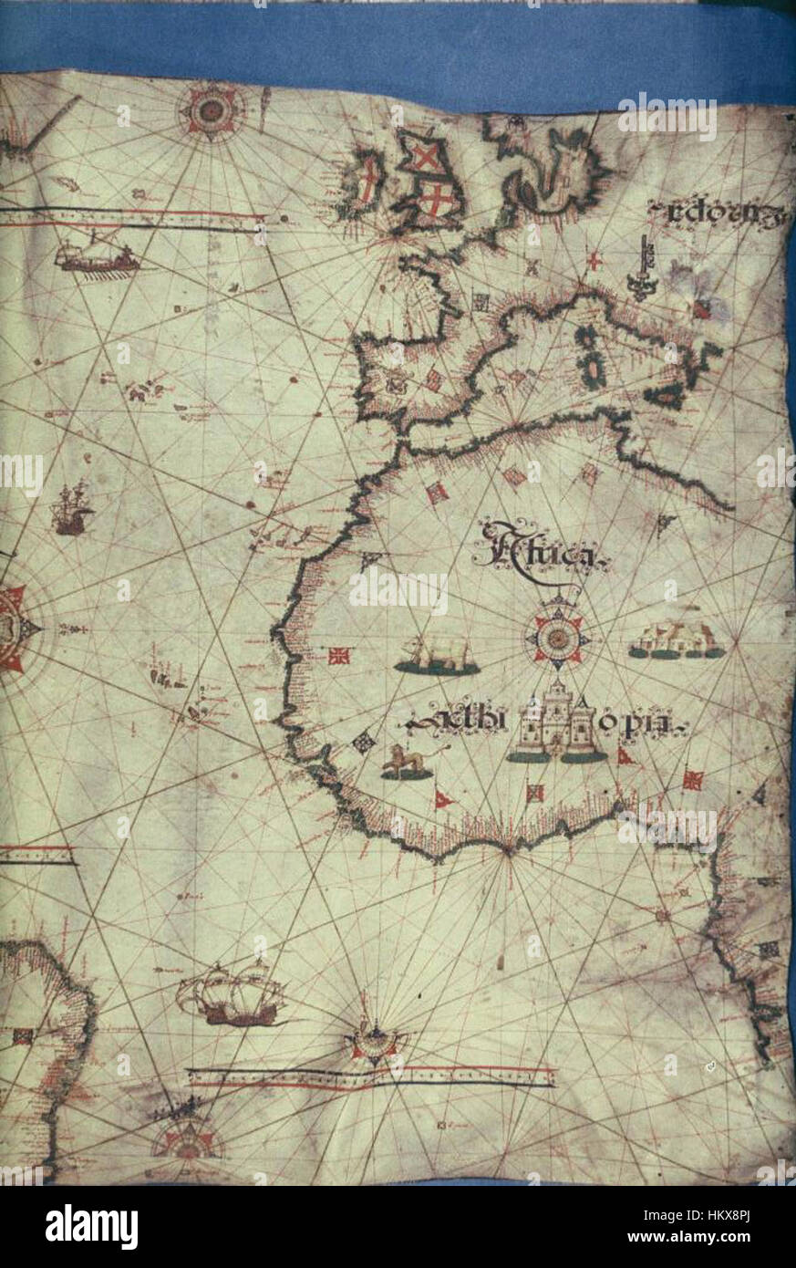 A detailed portolan chart of the Atlantic Ocean from the Portuguese ...