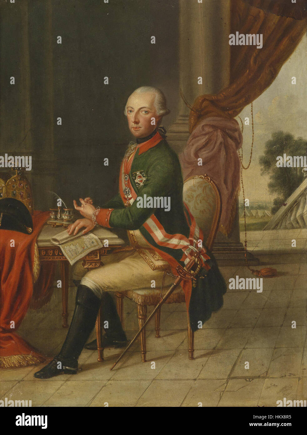 This 18th-century portrait of Emperor Joseph II depicts him at a desk ...
