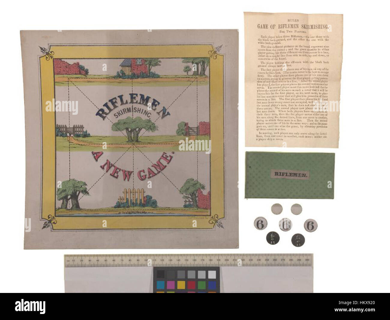 This painting illustrates a scene of riflemen skirmishing, likely ...