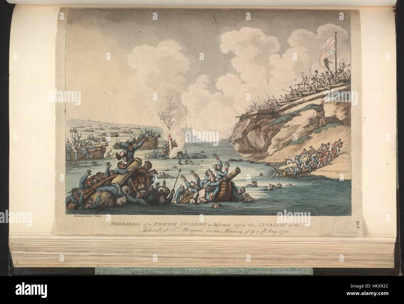 This historical painting depicts the rehearsal of a French invasion ...