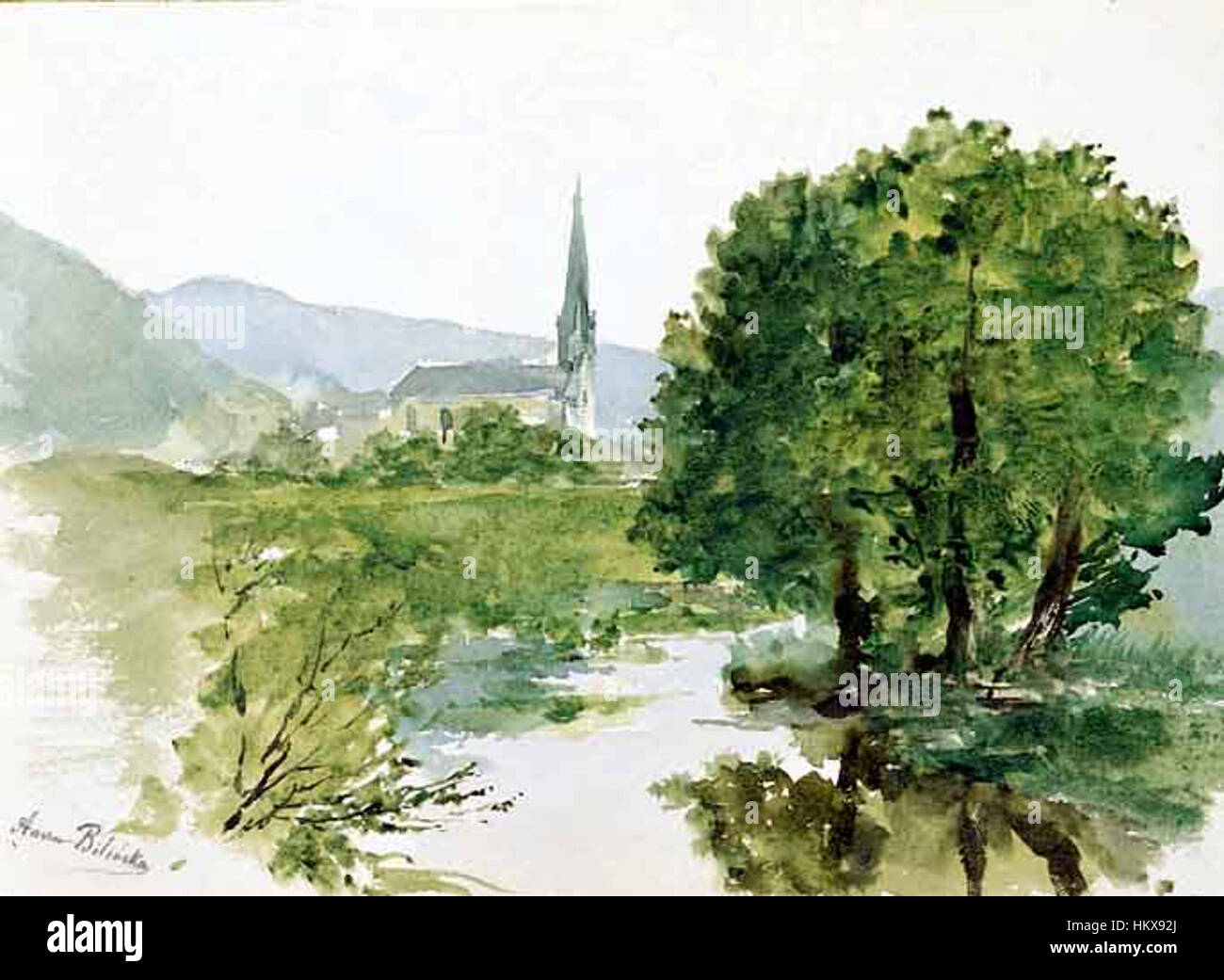 *Bilinska-Pejzaz* is a landscape painting that captures the serene ...