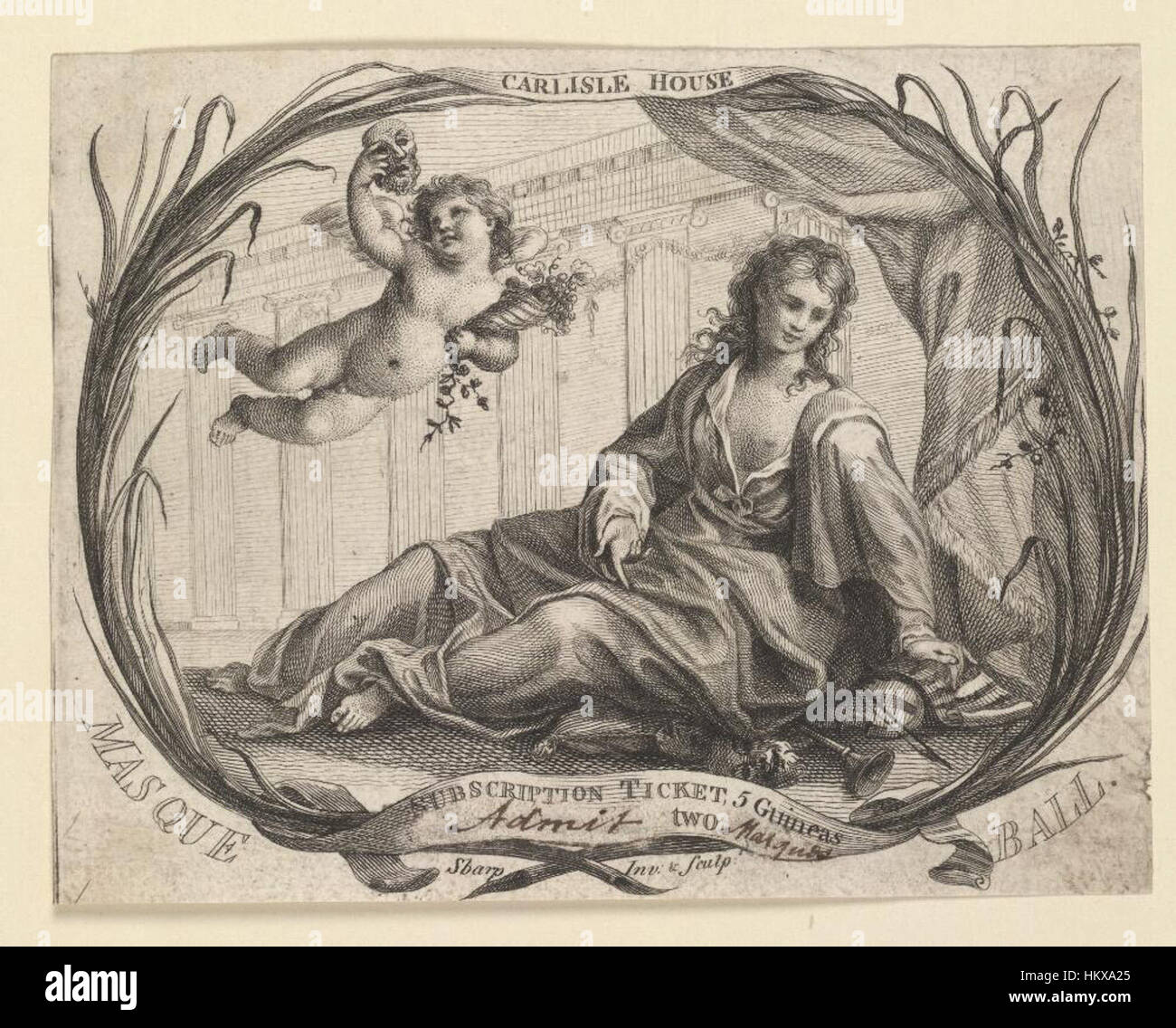 An 18th-century printed ticket for a masquerade ball at Carlisle House ...