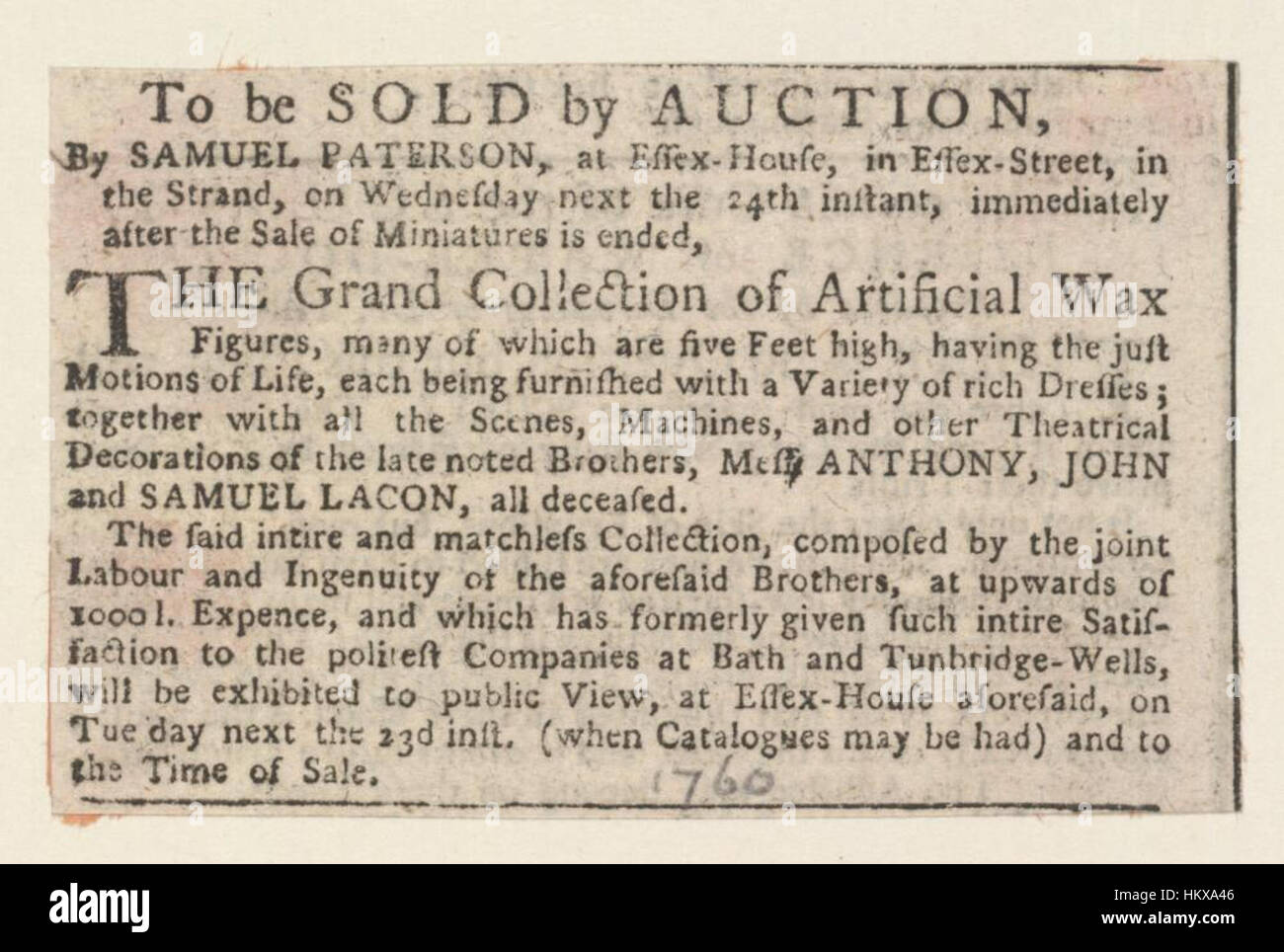 Historical auction sale hi-res stock photography and images - Alamy