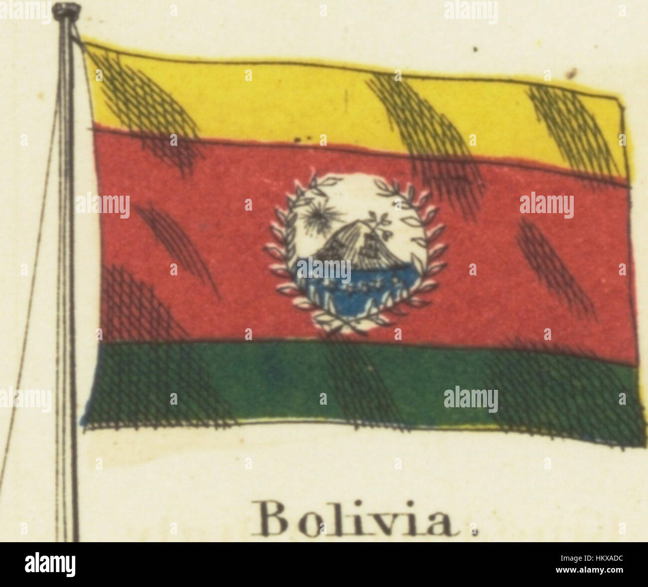This 1868 chart of national emblems from Bolivia displays the national ...