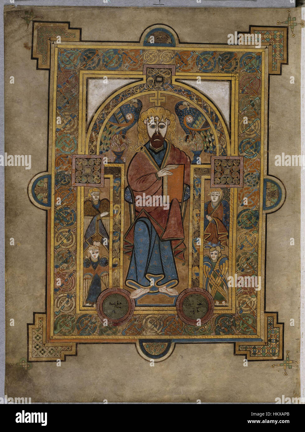 The Book of Kells folio 32v is a reproduction of a detailed manuscript ...