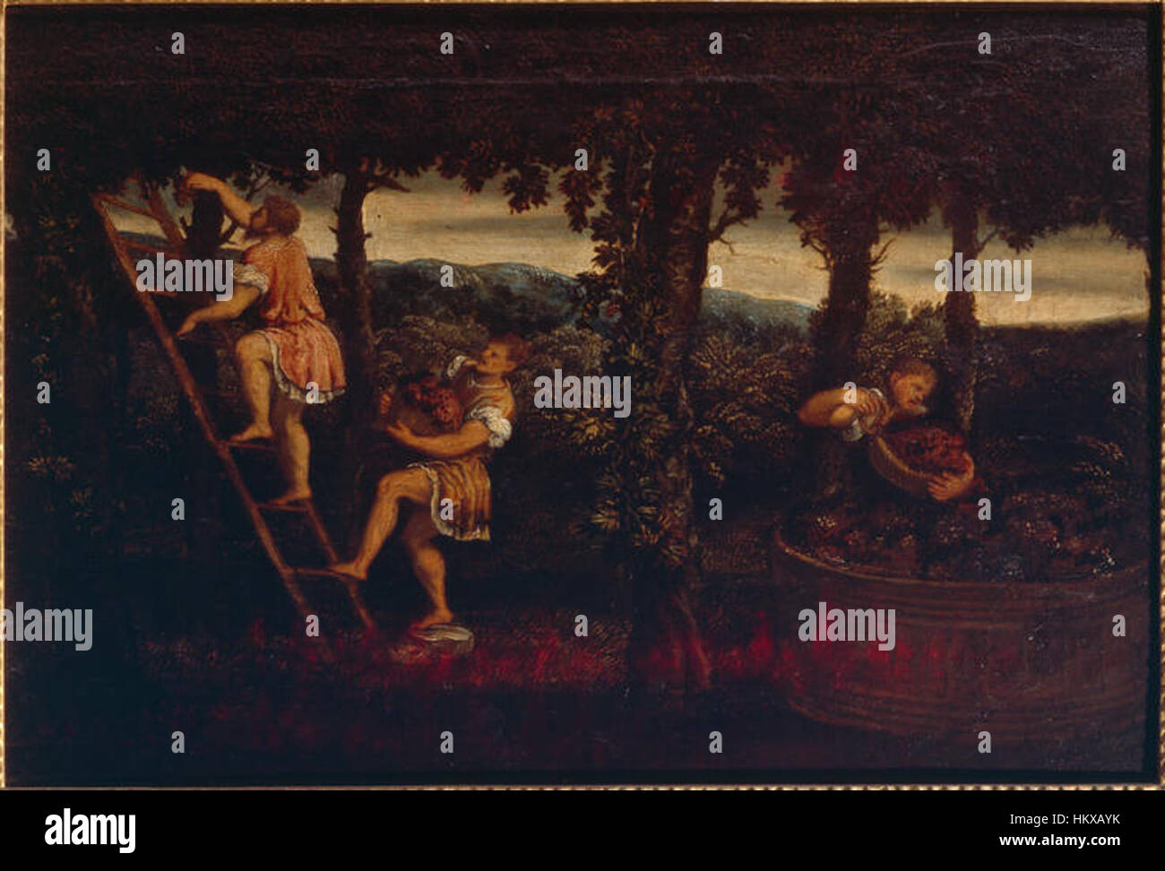 This painting by Bordon, titled 'Raccolta Uva,' depicts the harvest of ...