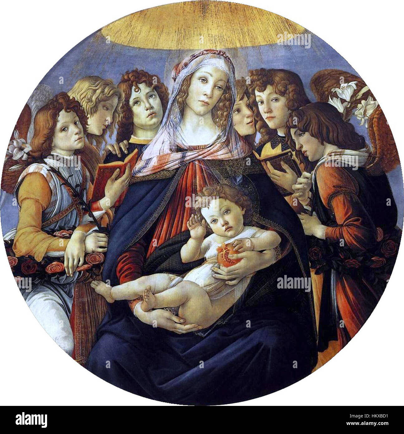 Botticelli's 'Madonna della Melagrana' depicts the Virgin Mary holding ...