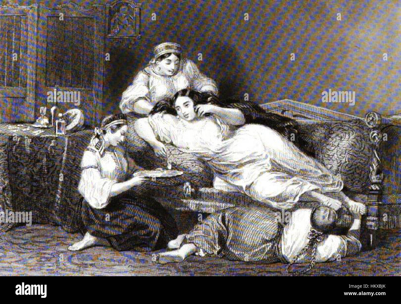 'Boudoir of a Russian lady' by Geoffroy, created in 1845, captures a ...