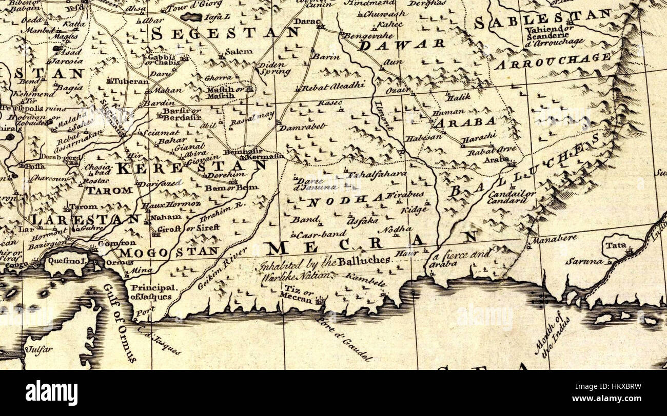 Emanuel Bowen's 1747 map of Persia and its adjacent countries provides ...