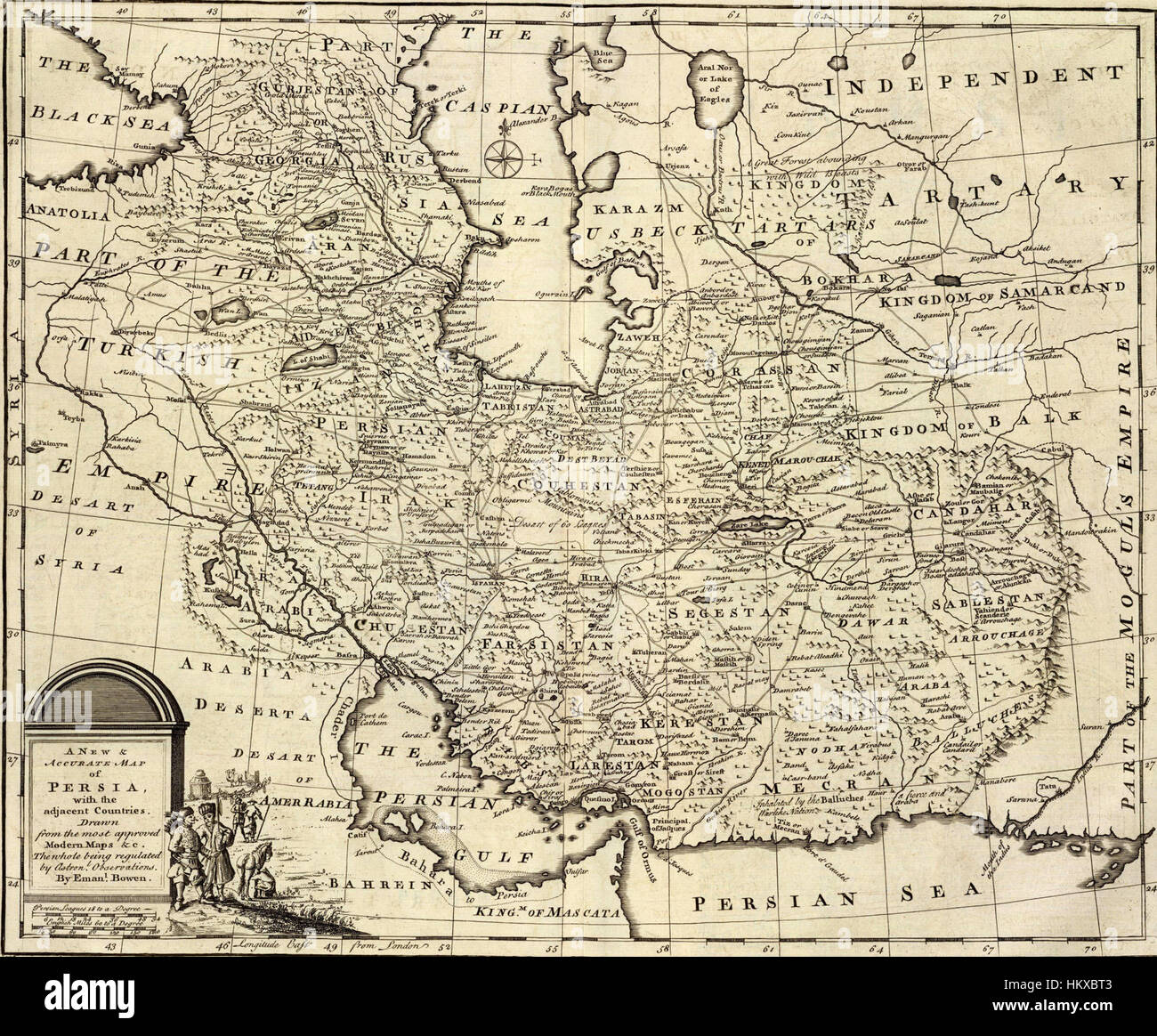 This 1747 map by Emanuel Bowen provides a detailed depiction of Persia ...