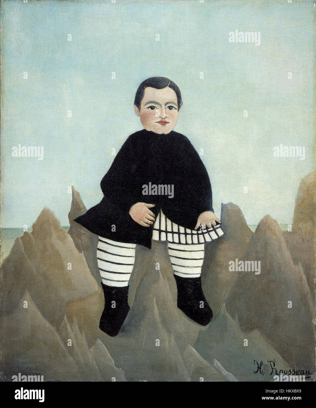 Boy on the Rocks - 1895-7 - Henri Rousseau Stock Photo - Alamy