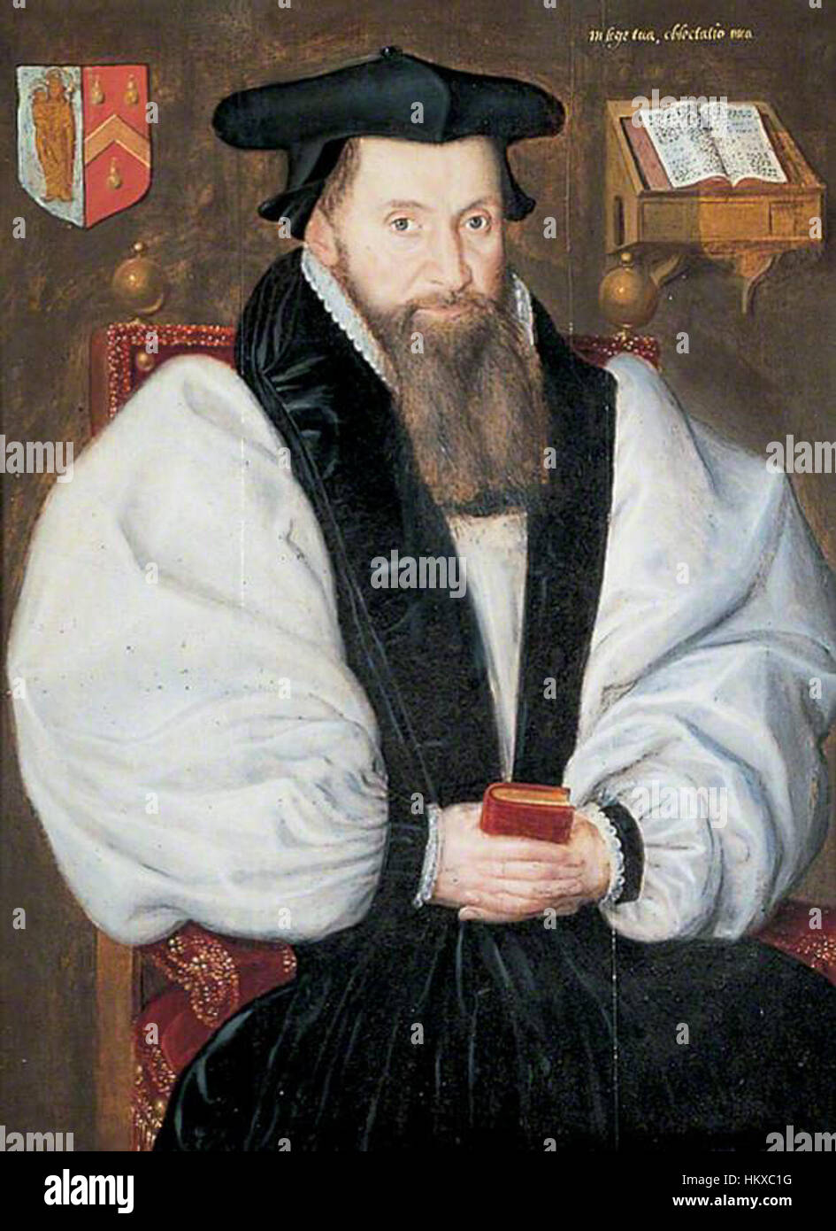 A portrait of Bishop Robert Abbot, a religious figure known for his ...
