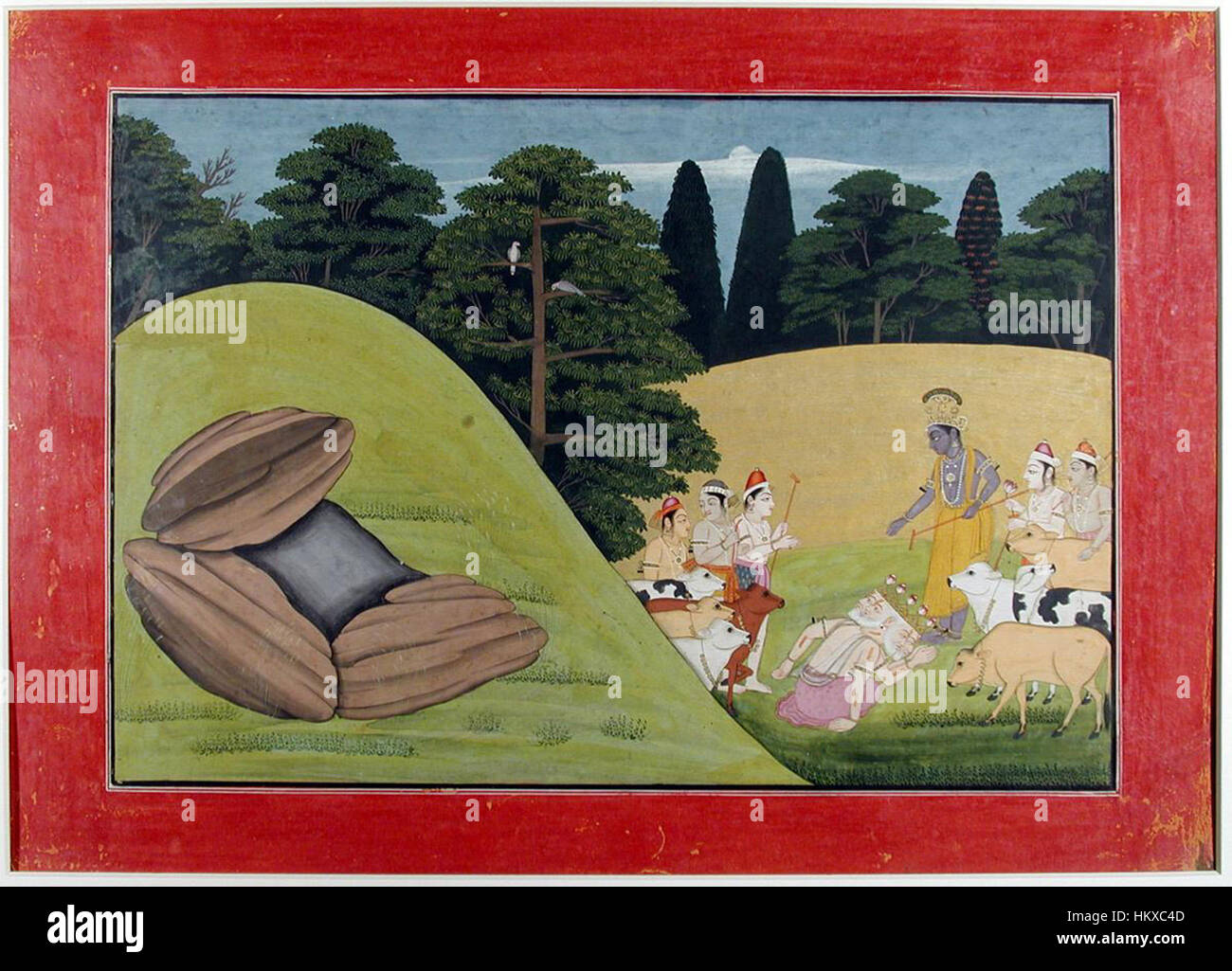 This painting illustrates the Hindu mythological scene where Brahma ...
