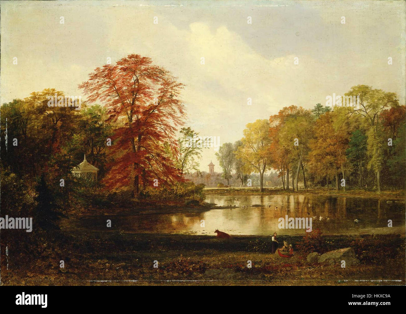 A landscape painting of MaysPond in Roxbury, Massachusetts, created in ...