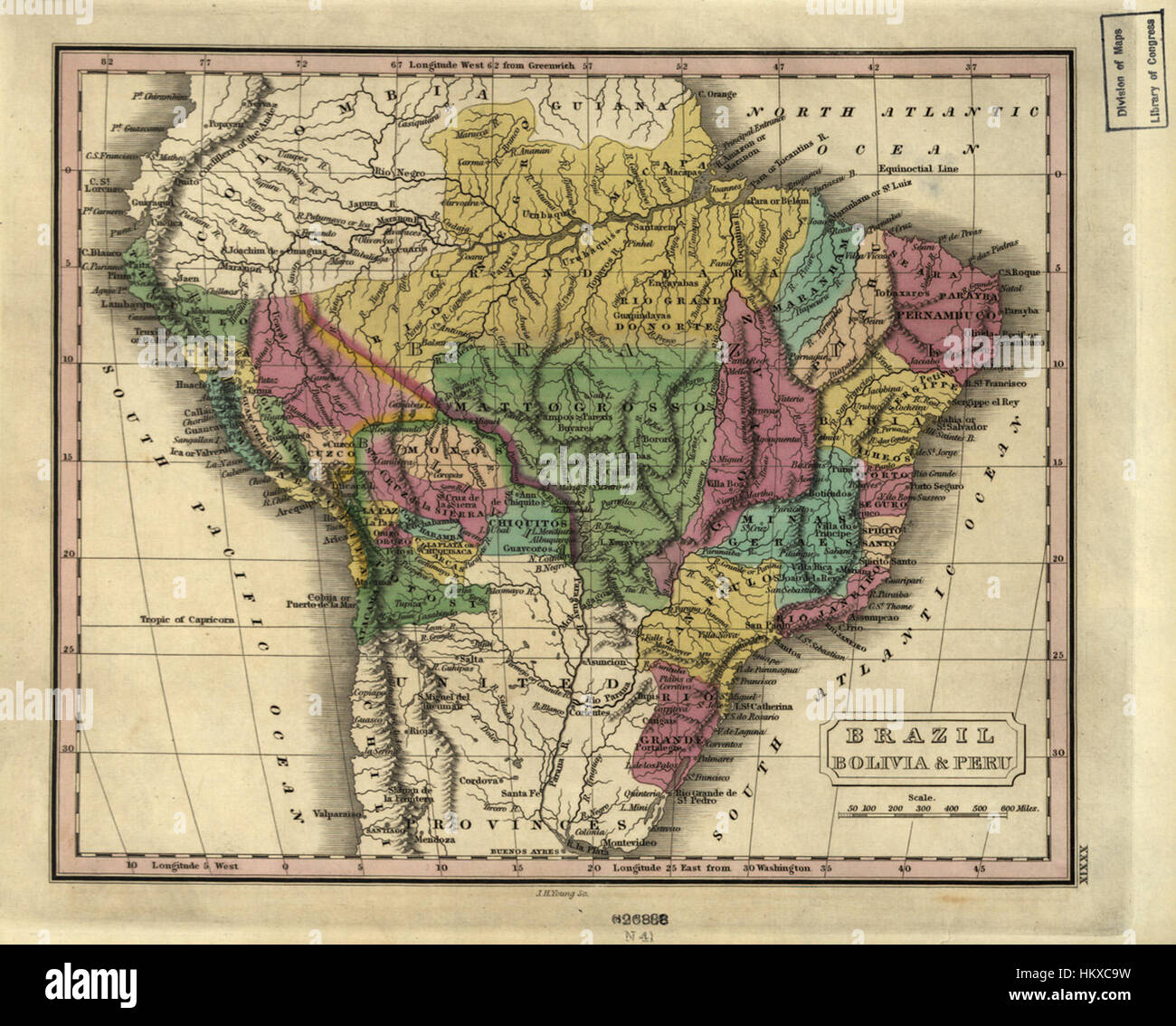 This map, WDL632, offers a historical view of Brazil, Bolivia, and Peru ...