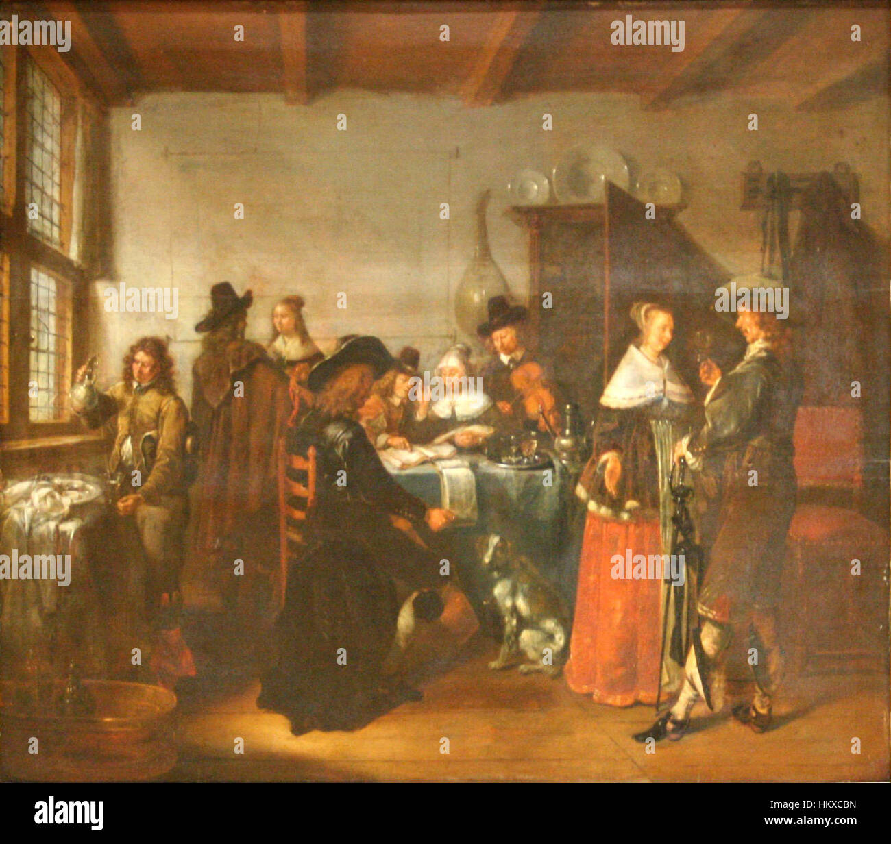 A 17th-century genre painting by Pieter de Hooch, depicting a family ...