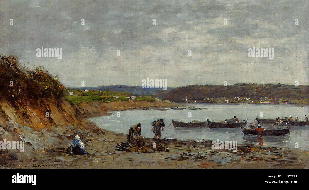 This painting depicts a fishing barque from Brest, a French port city ...