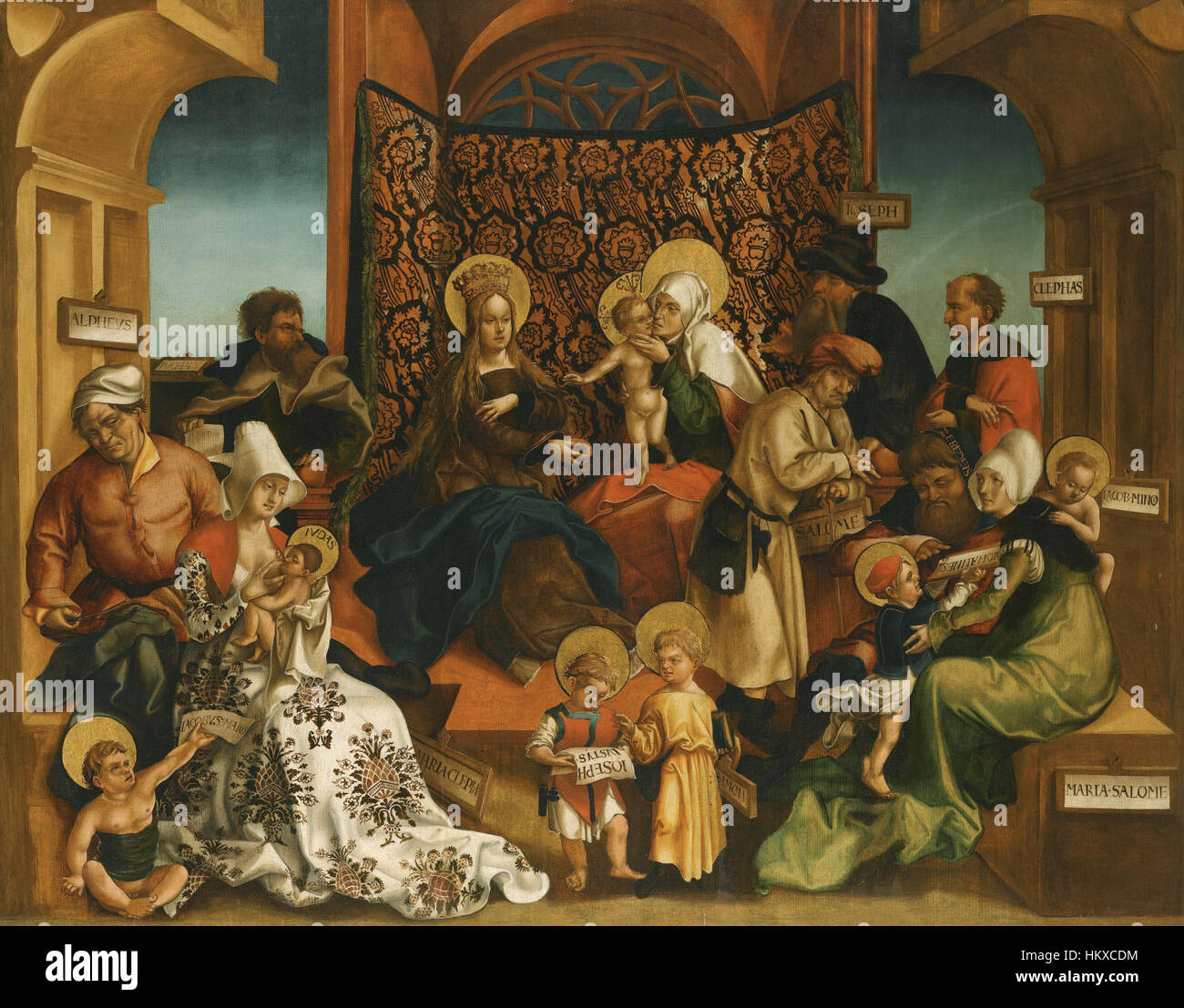 ‘Die Heilige Sippe’ by Breu is a religious painting that depicts the Holy Family, emphasizing ...