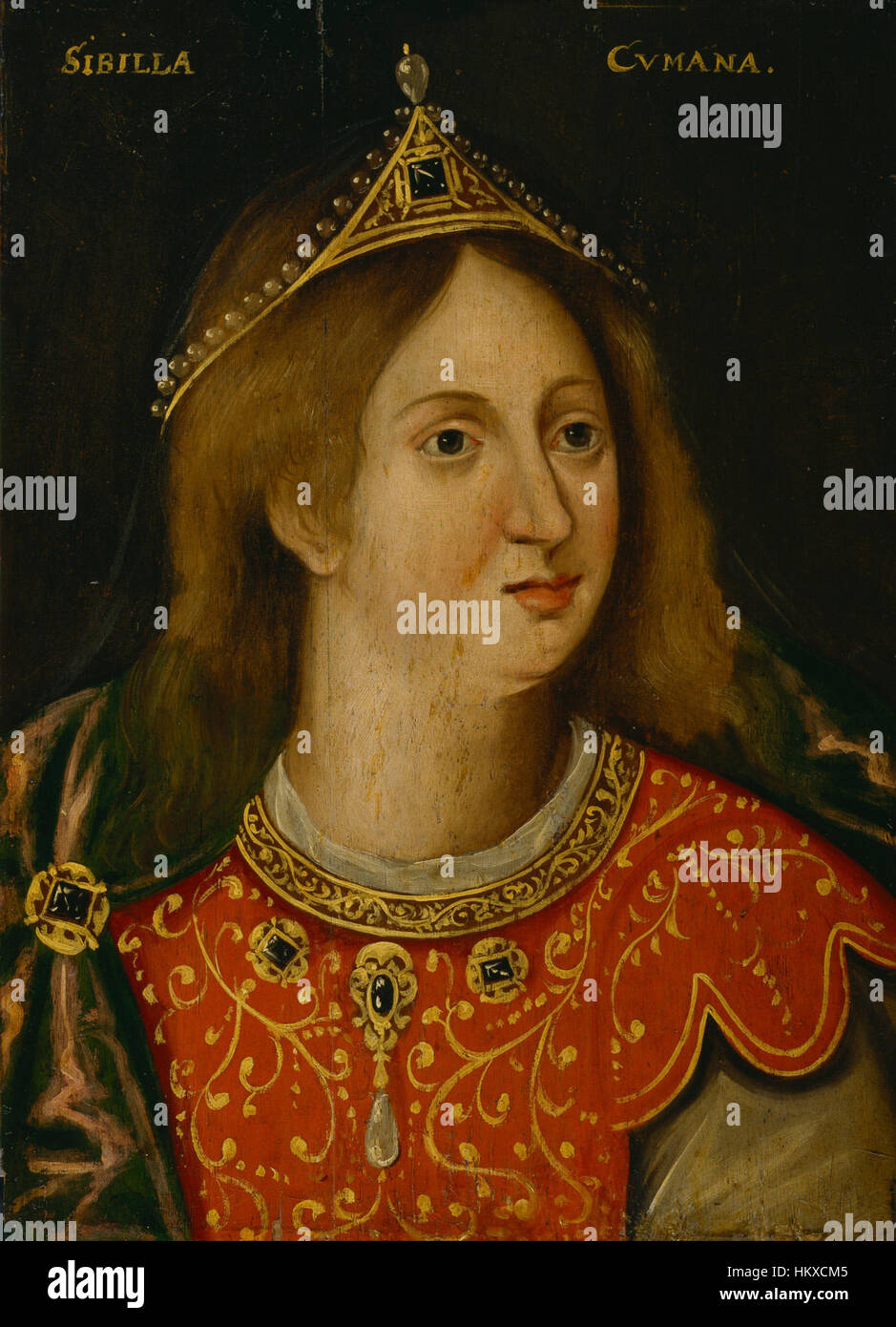 The 'Cumanan Sibyl,' a painting by the British School, illustrates the ...